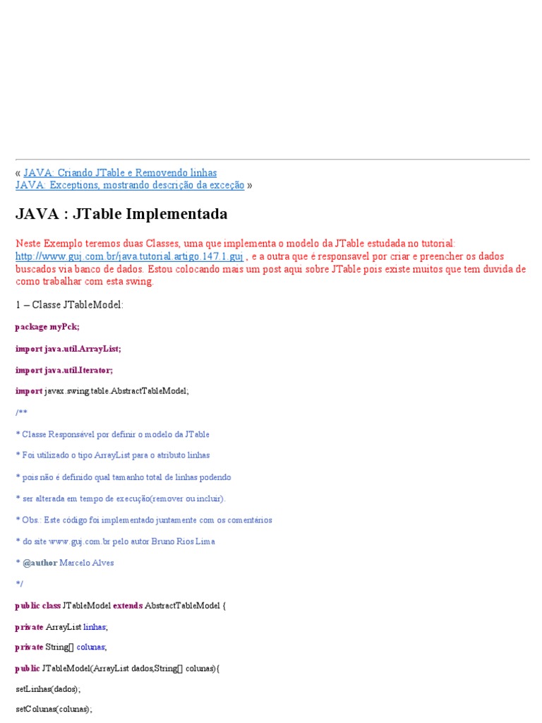jTable-Implementada - Passo A Passo | PDF | Java (linguagem de ...