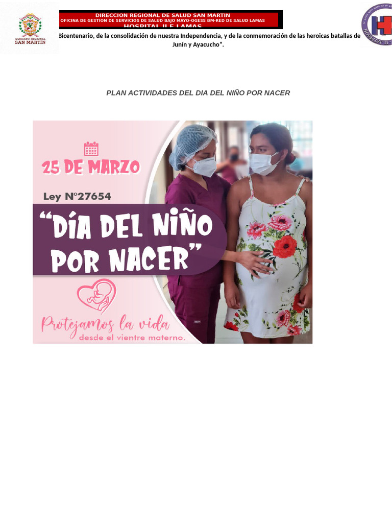 Plan Actividades Del Dia Del Niño Por Nacer | PDF | Fertilización