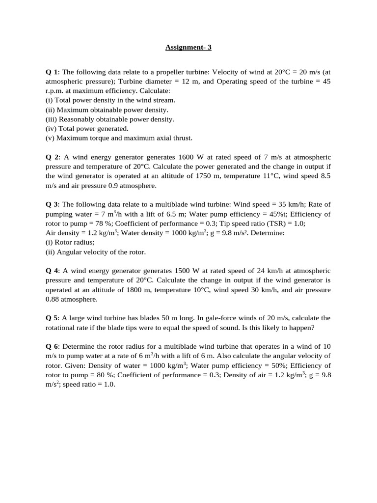 Wind Turbine Power Calculations Guide | PDF
