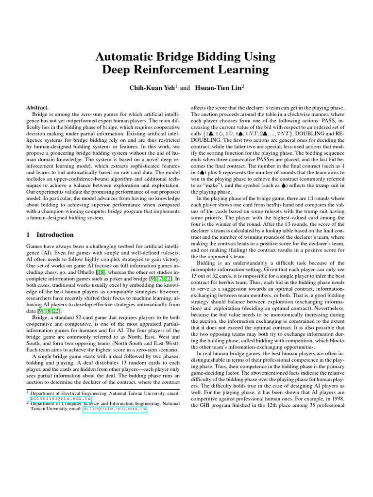 Automated Bridge Bidding with AI | PDF | Contract Bridge | Artificial ...