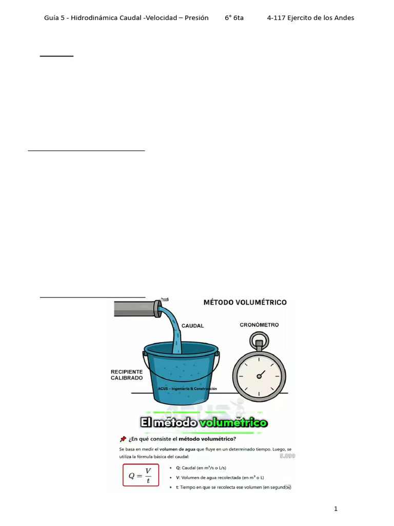Guía 5 Teoría Velocidad y Caudal y Ejercicios TP | PDF | Descarga (hidrología) | Tubería ...