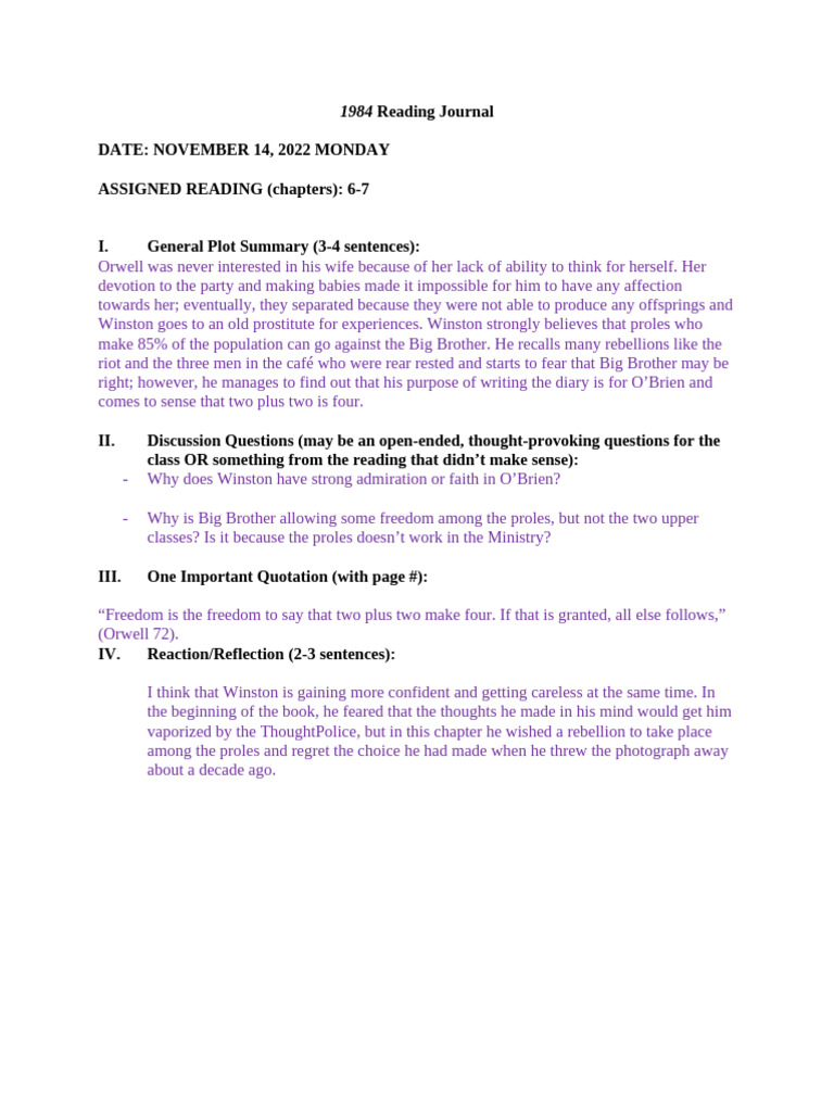 Summary of 1984 Chapter 6 | PDF