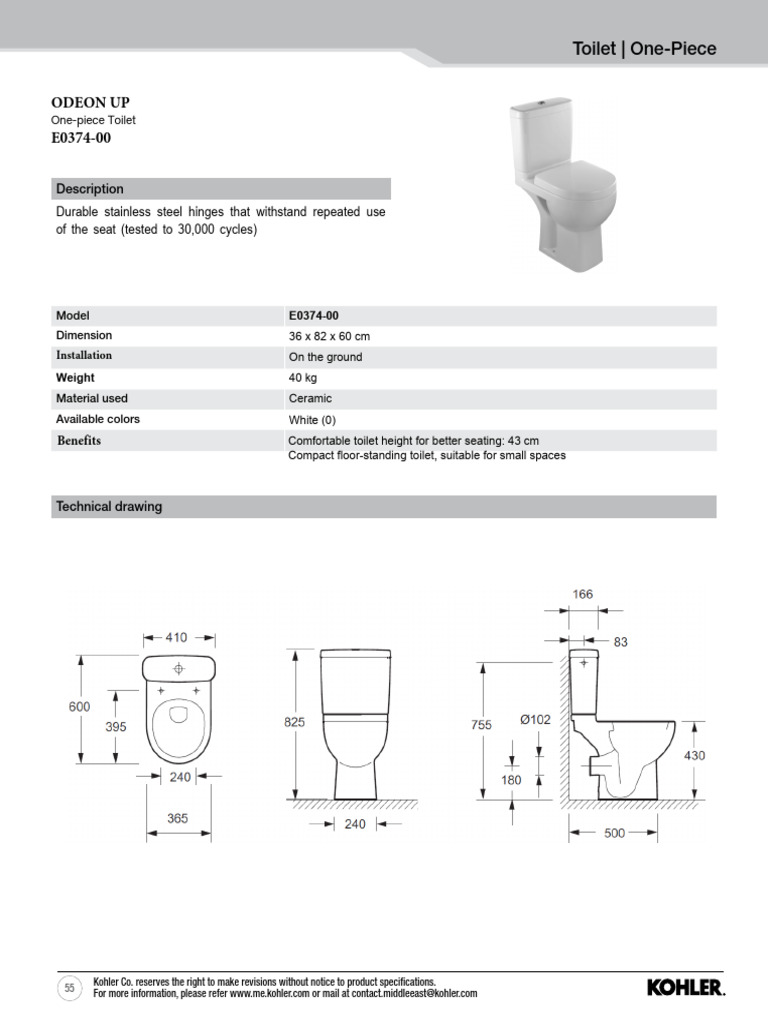 E0374-00 Odeon Up: Toilet - One-Piece | PDF