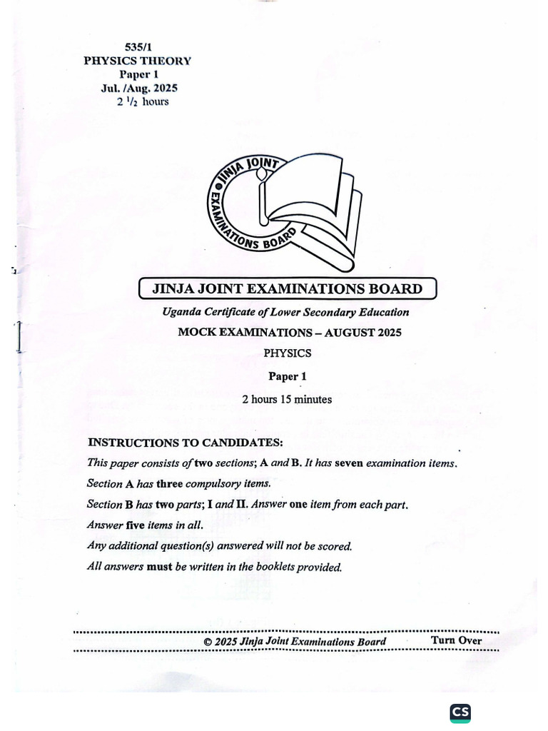 Jjeb Uce 535 One Physics One 2025 | PDF