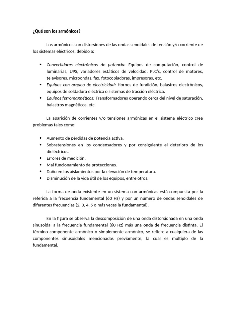 Armónicos | PDF | Corriente eléctrica | Energia electrica