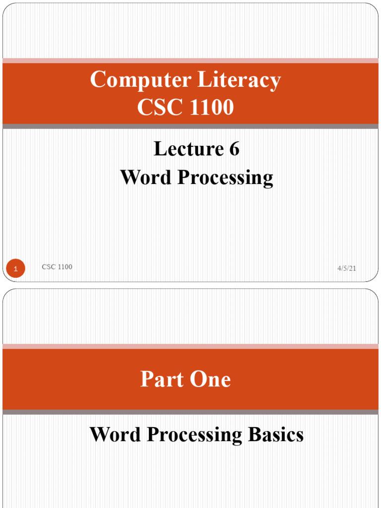 Lecture 6 - Word Processing | PDF | Window (Computing) | Microsoft Word