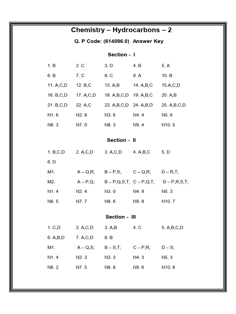 11-Hydrocarbons - 2 FT Answer Key | PDF