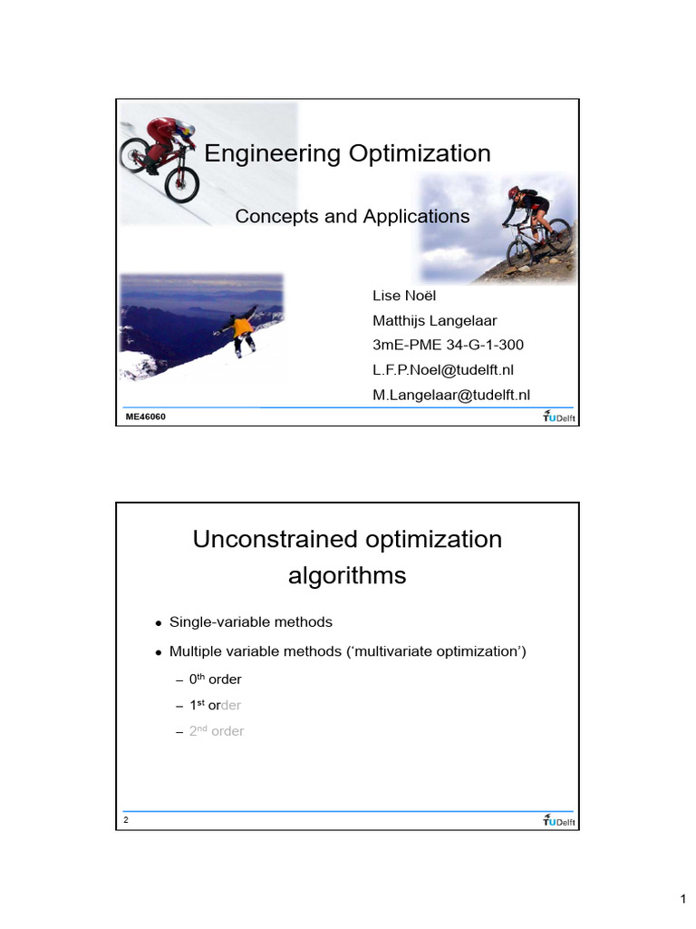 Unconstrained Optimization Techniques | PDF | Mathematical Optimization ...