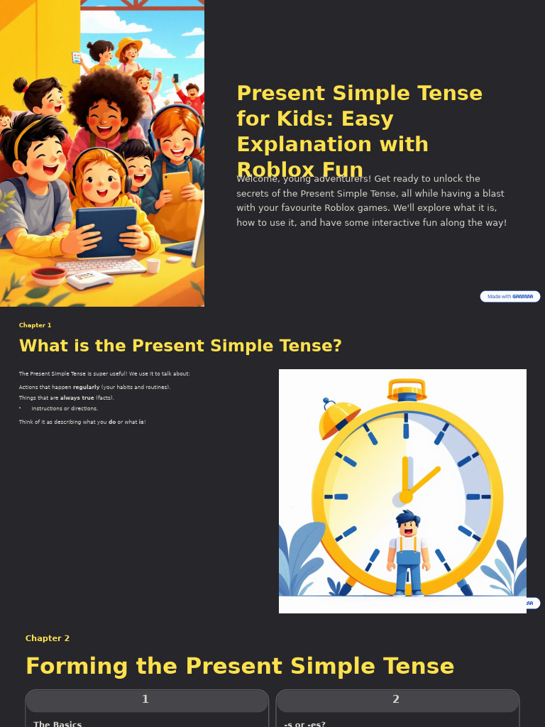 Present Simple Tense For Kids Easy Explanation With Roblox Fun | PDF ...