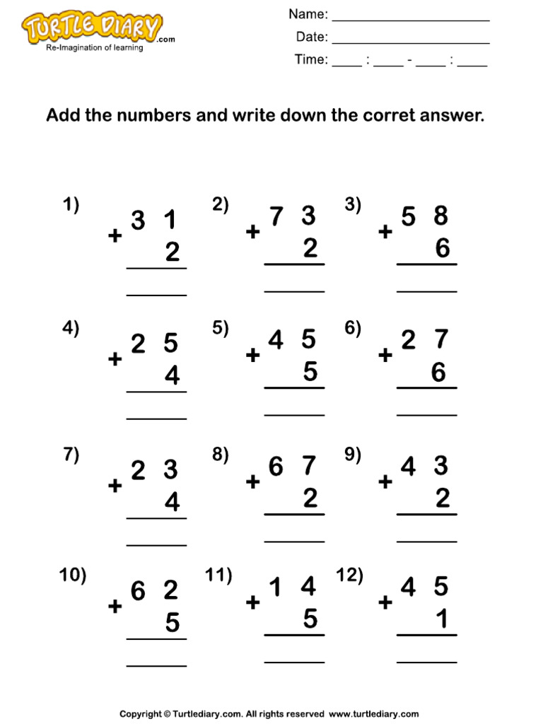 Adding One Digit Numbers and Two Digit Numbers | PDF