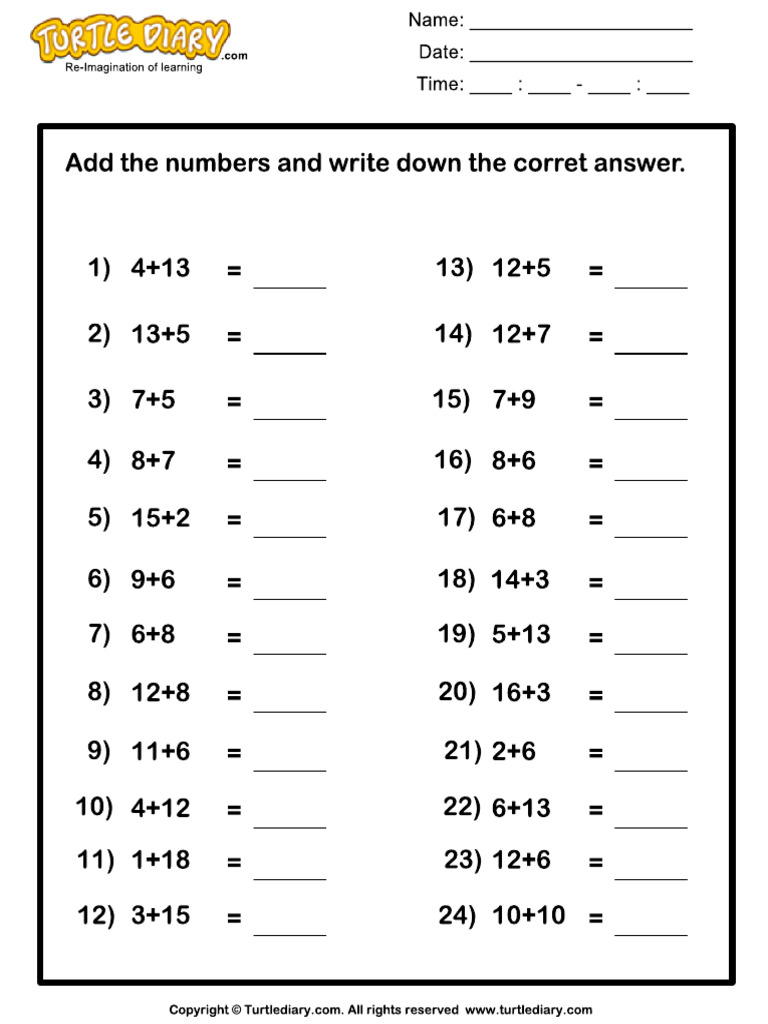 Adding One Digit Numbers With Numbers Up To Two Digits | PDF