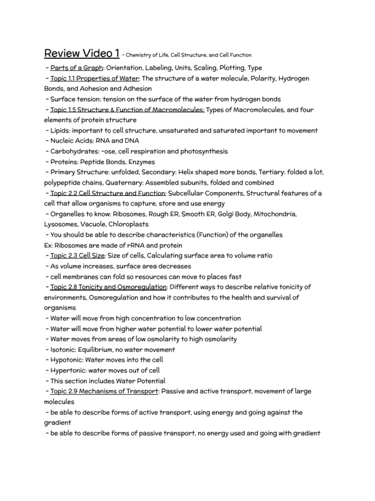 AP Bio - Review Video 1 | PDF