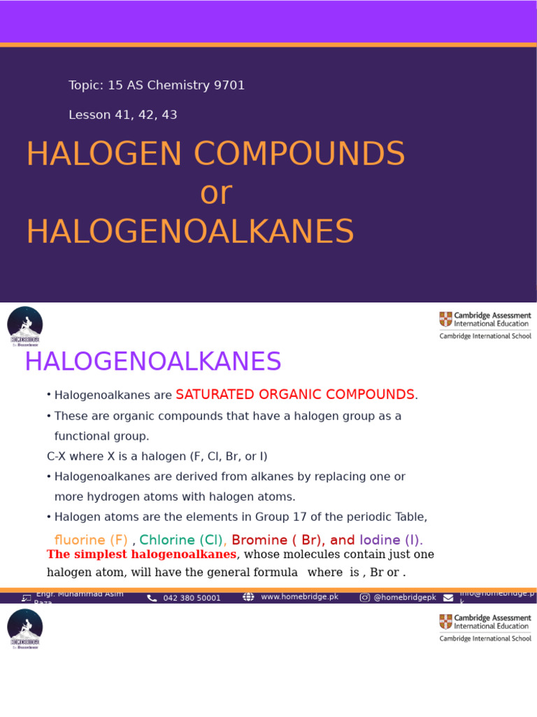 Chemistry Lesson 41 Halogenoalkanes | PDF | Chemical Reactions | Hydroxide