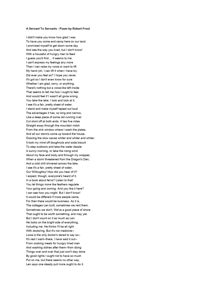 A Servant to Servants: A Poem Analysis | PDF