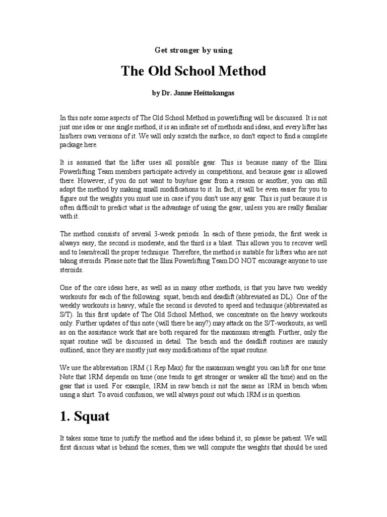 The Old School Method: Get Stronger by Using | Download Free PDF ...