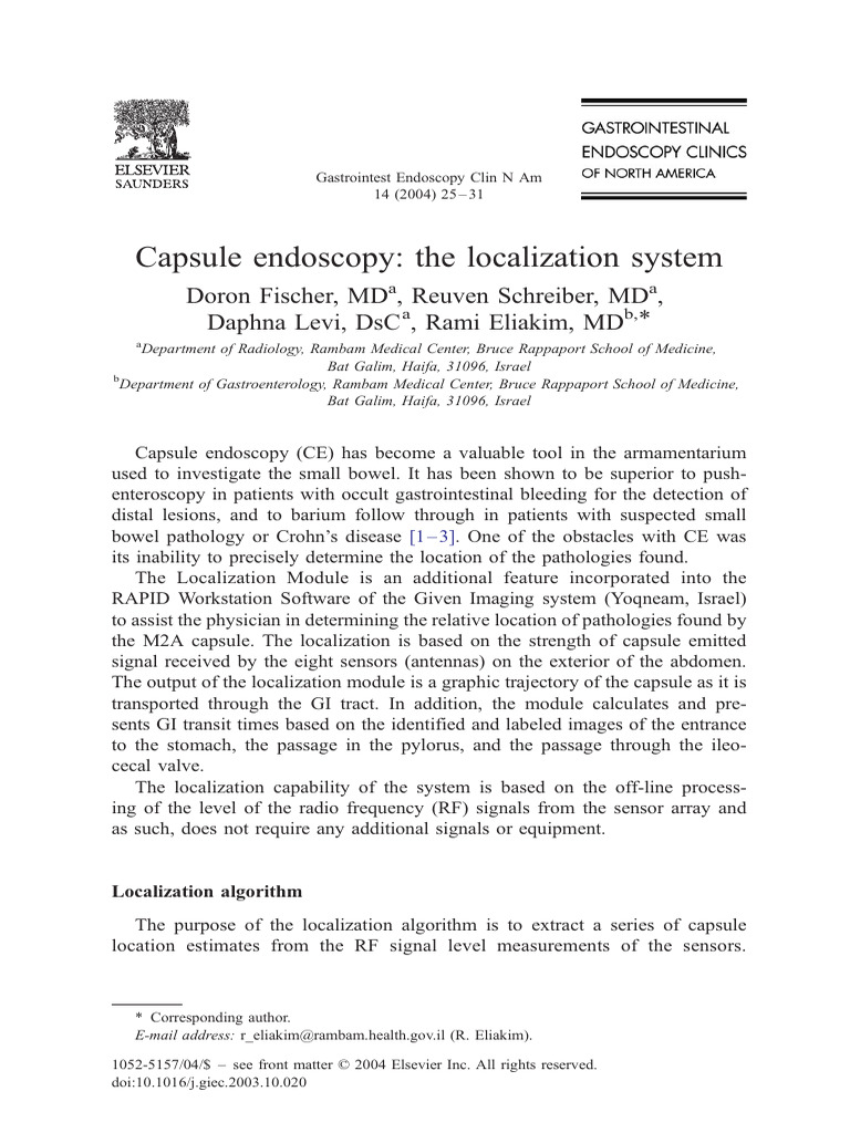 2004 Capsule Endoscopy The Localization System | PDF | Radiography ...