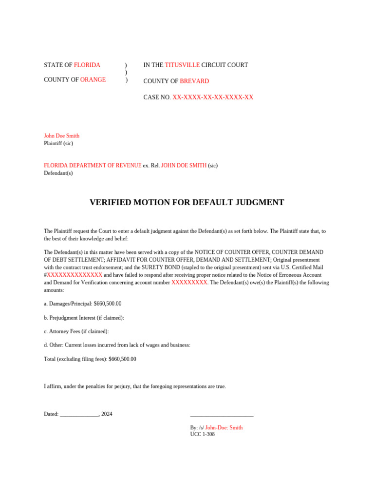 Default Judgment Template | PDF