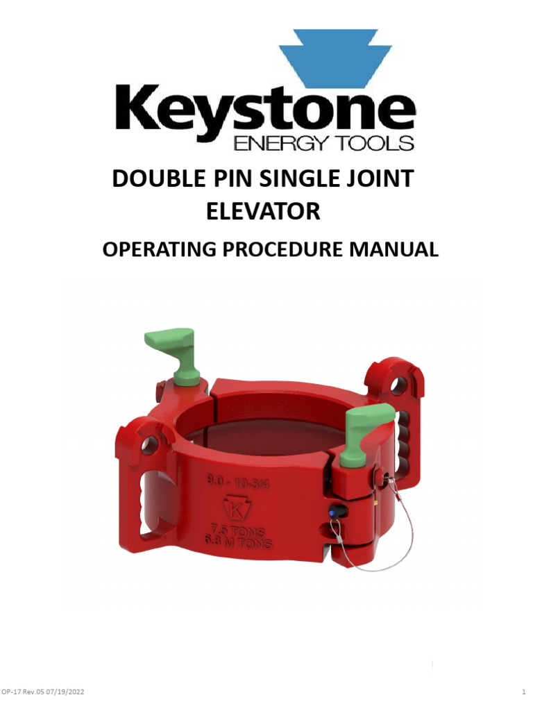 Single Joint Elevator Safety Manual | PDF | Elevator | Pipe (Fluid ...