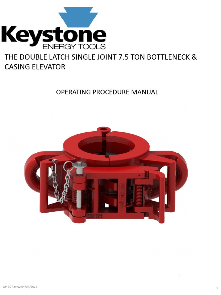 Double Latch Casing Elevator Manual | PDF | Elevator | Door