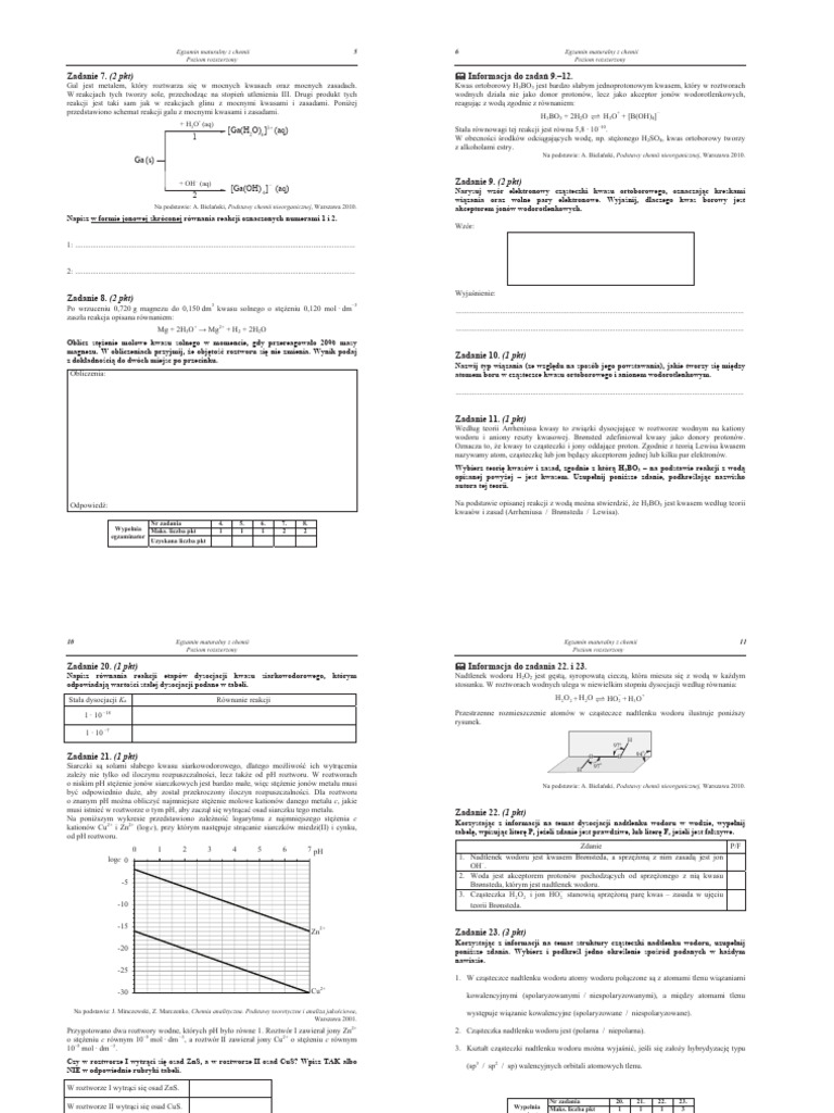 Zadanie 7. Informacja Do Zada 9.-12.: (Ga (H O) ) (Aq) 1 | PDF
