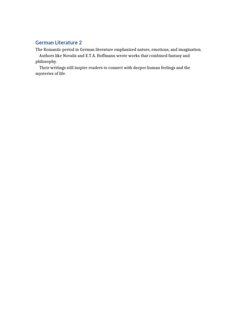 German Literature 2 | PDF