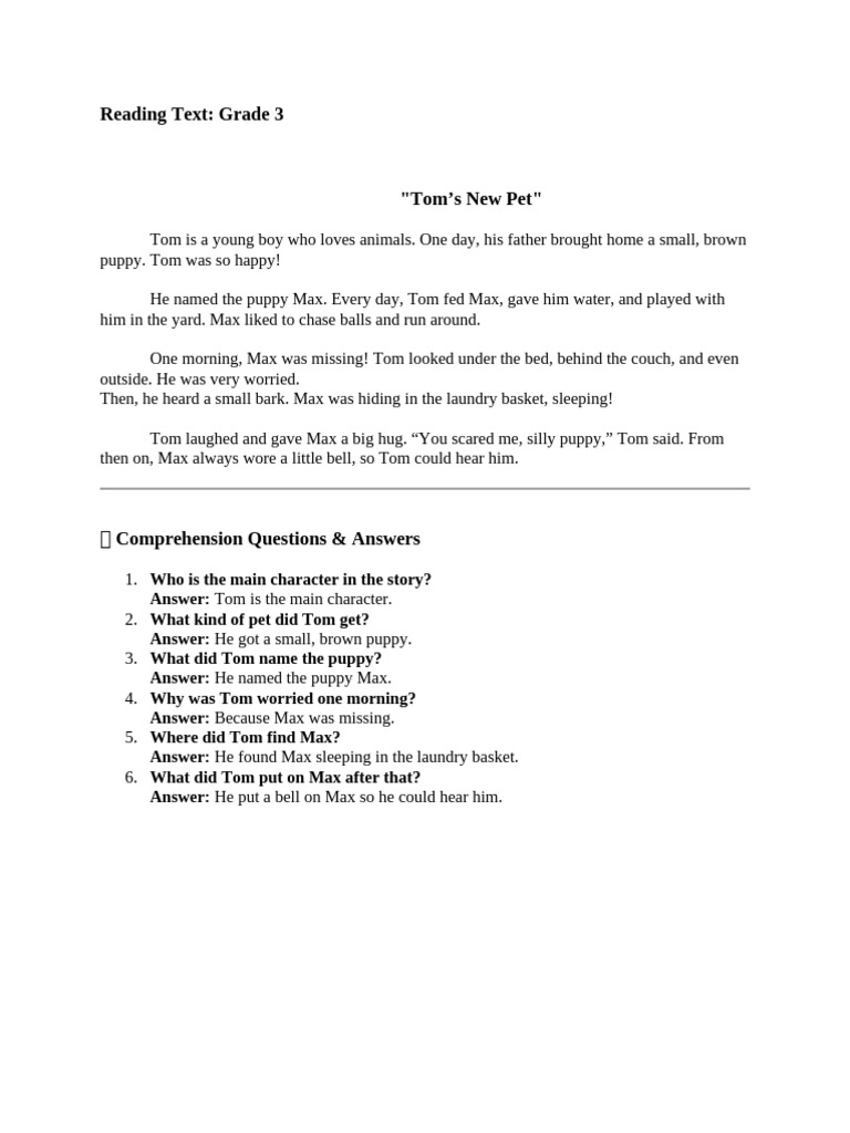Reading Text Grade 3 | PDF
