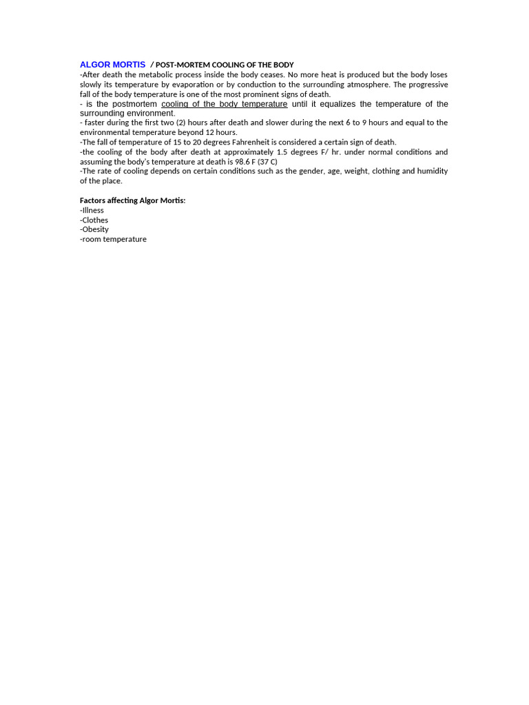 Algor Mortis | PDF