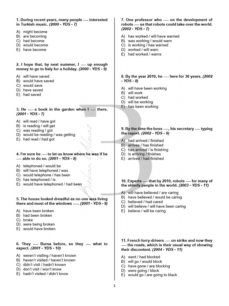 Turkish Music and English Tenses Quiz | PDF | Homo