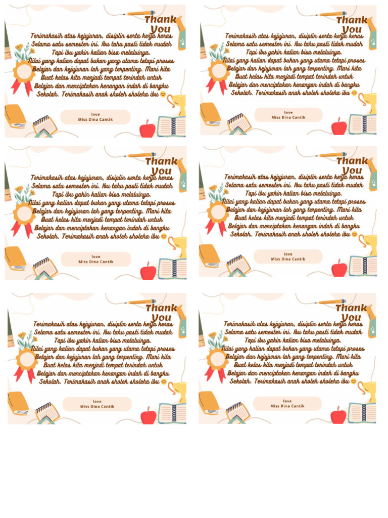 Kartu Ucapan Raport Anak VB | PDF