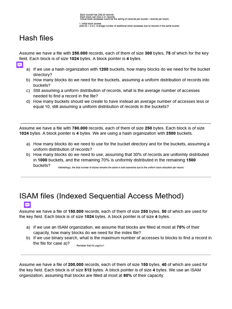 Hashing and ISAM File Access Analysis | PDF | Data Management ...