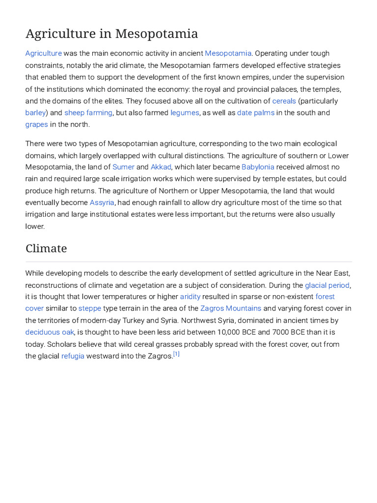 Agriculture in Mesopotamia | PDF | Mesopotamia | Agriculture