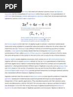 Types and Branches of Algebra | PDF | Equations | Variable (Mathematics)