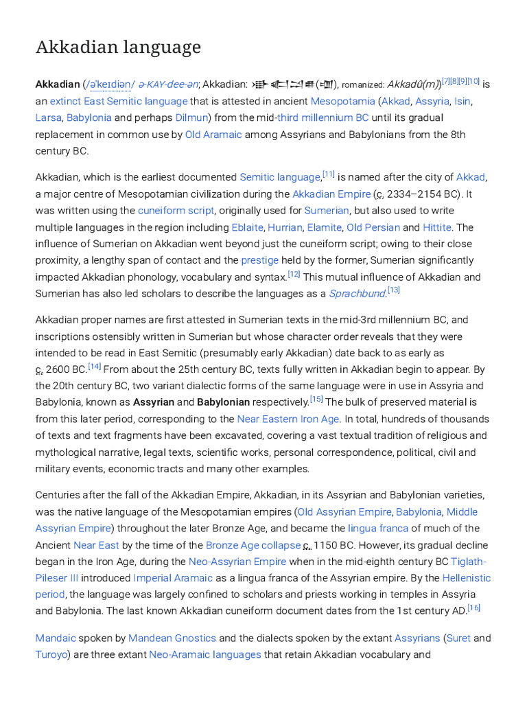 Overview of the Akkadian Language | PDF | Cuneiform | Assyria
