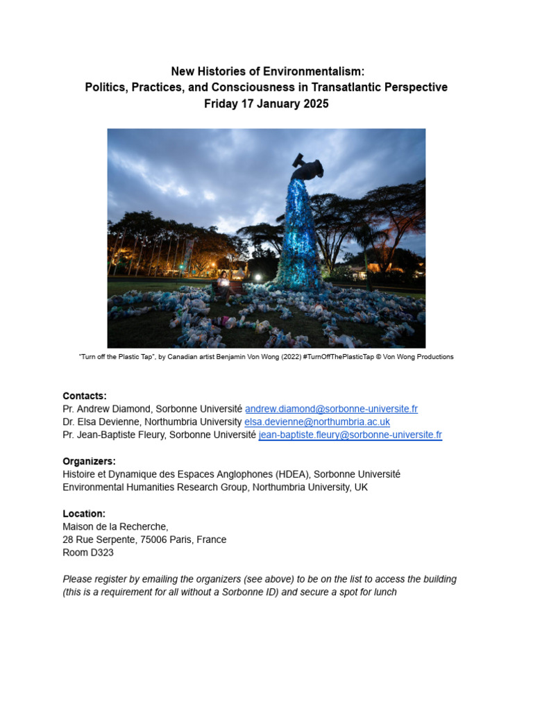 New Histories of Environmentalism PRGM | PDF | Liberal Arts Education