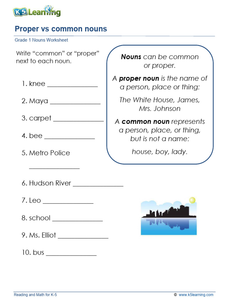 Grade 1 Common Proper Nouns B | PDF