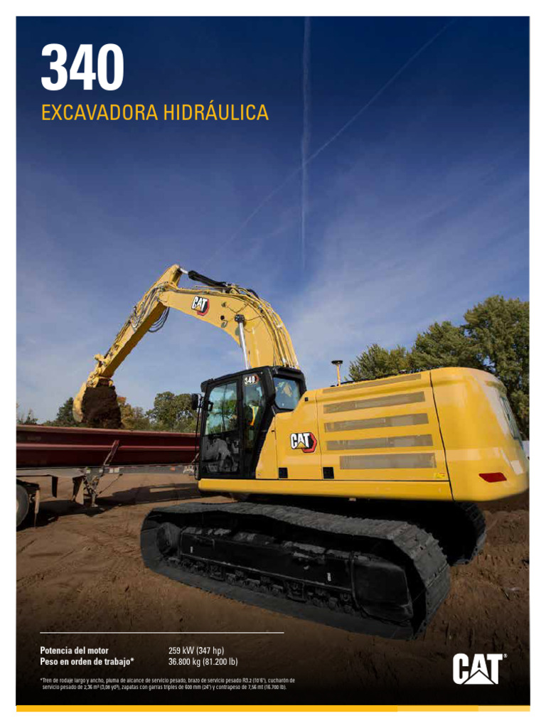 Ficha Técnica Excavadora Cat 340 | PDF | Motores | Filtración