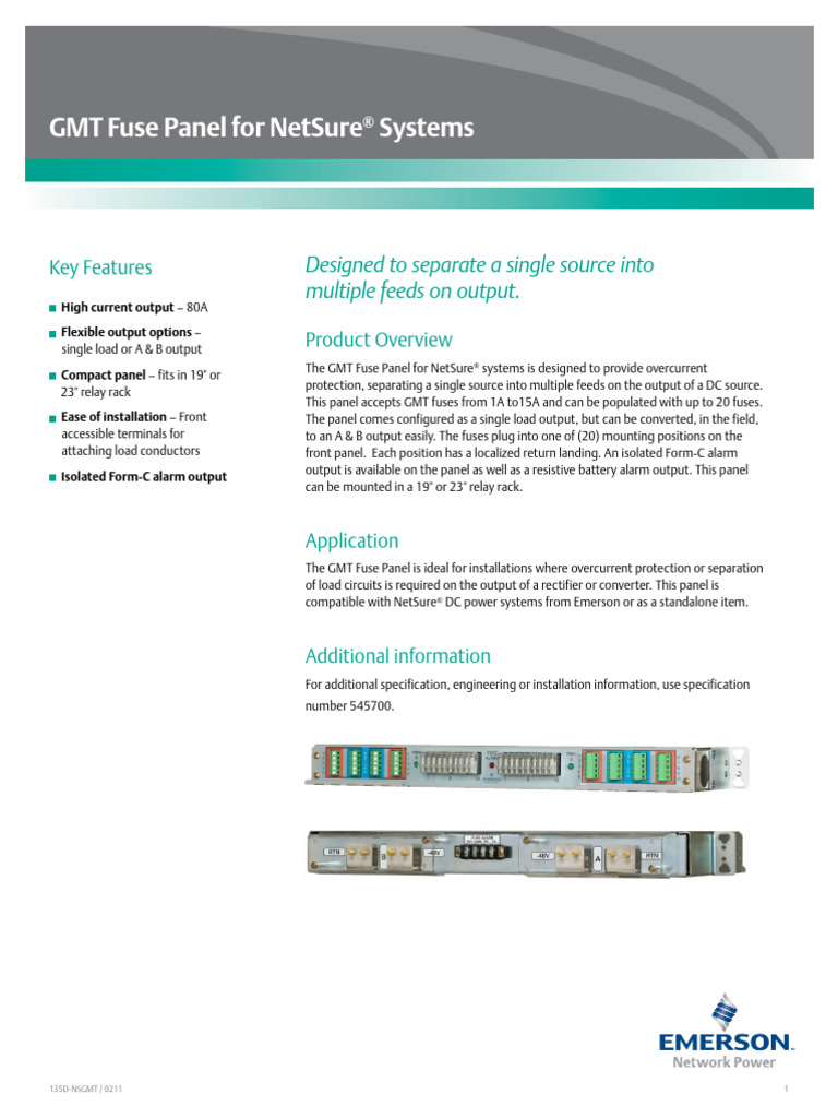 GMT Fuse Panel for NetSure® Systems | PDF | Fuse (Electrical) | Relay