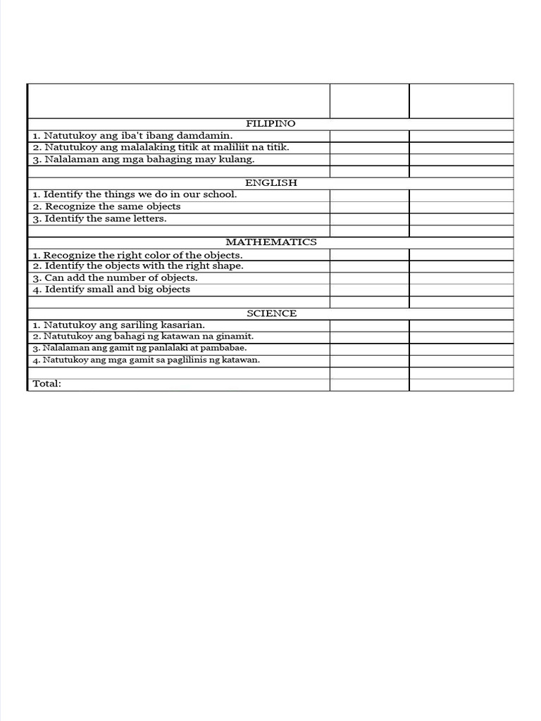Kindergarten 2 - 1st Quarter Exam | PDF