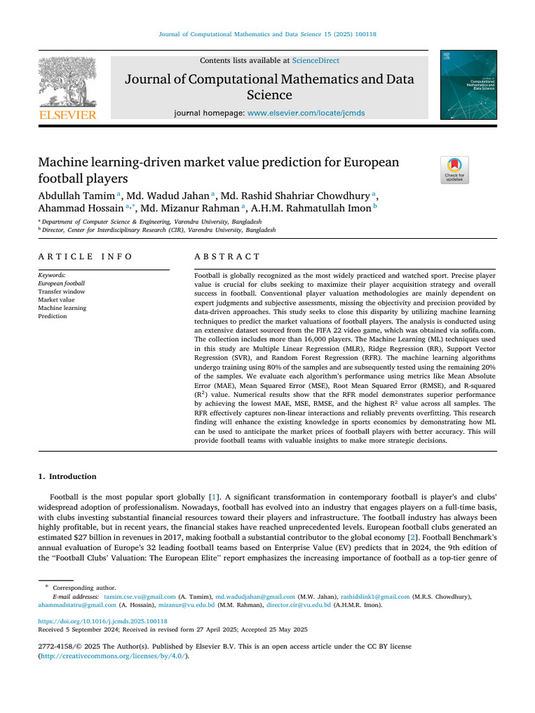 Machine Learning-Driven Market Value Prediction For European Football ...