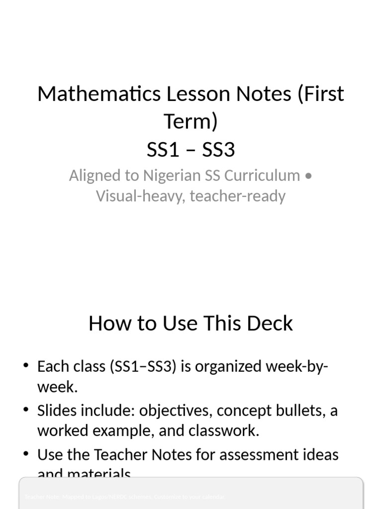 SS3 Mathematics Lesson Notes: First Term | PDF | Logarithm | Arithmetic