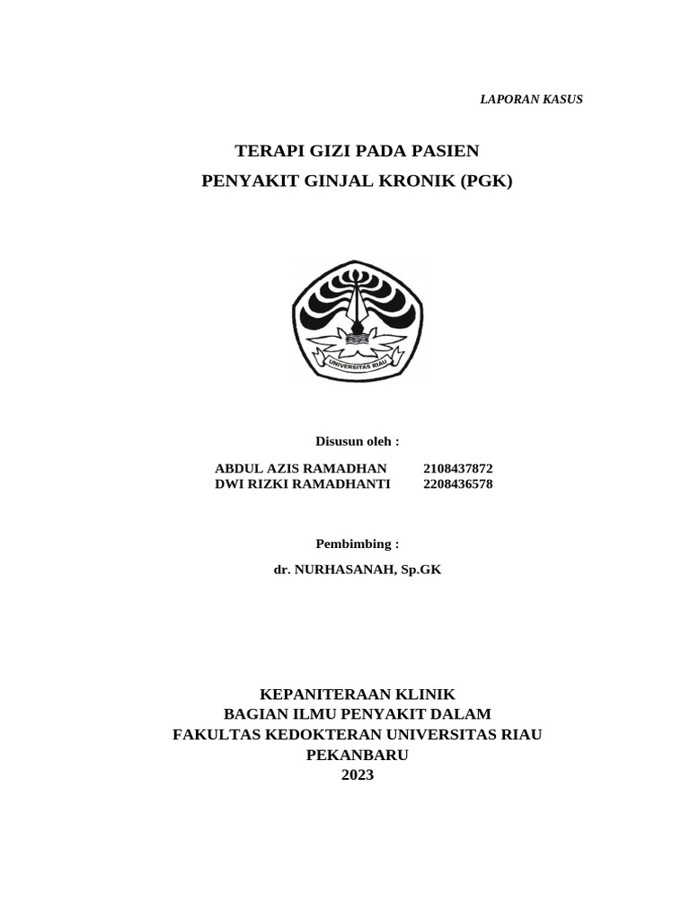 Terapi Gizi untuk Pasien PGK | PDF