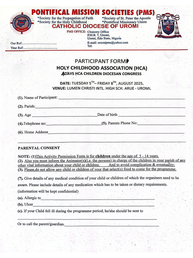 Hca Participant Form | PDF
