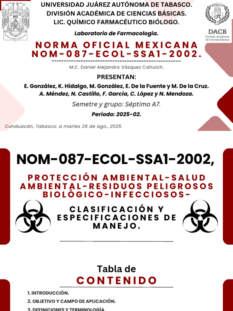 Norma Oficial Mexicana Nom 087 Ecol Ssa1 2002 | PDF | Residuos ...