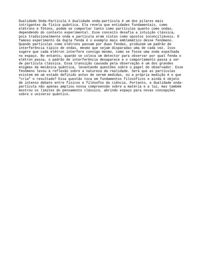 Dualidade Onda-Partícula na Física Quântica | PDF