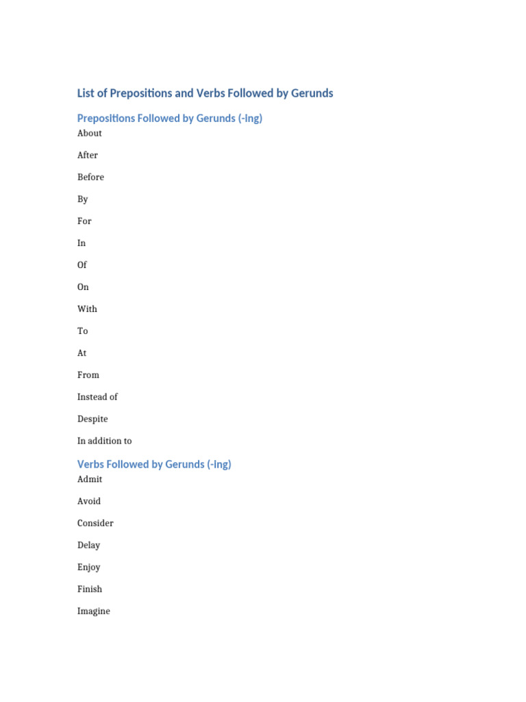 Prepositions and Verbs | PDF