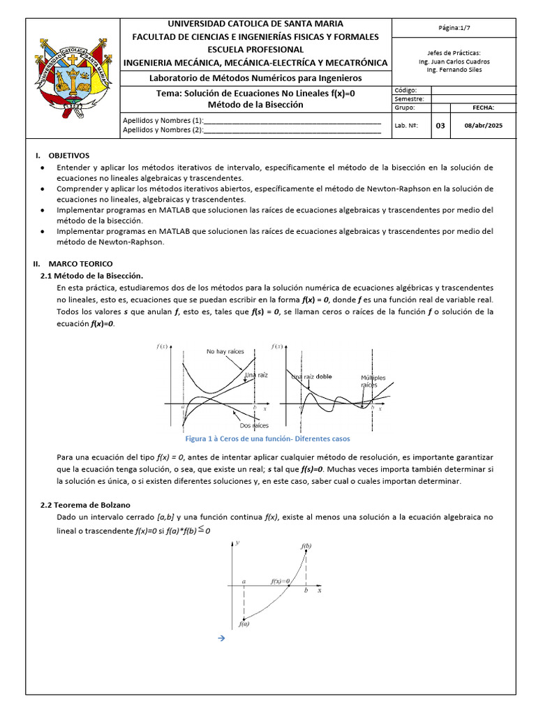 Lab #3 - Método de La Bisección - V2025-I | PDF | Ecuaciones | Análisis ...