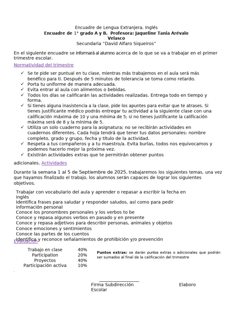 Actividades Primera Semana de Clases | PDF