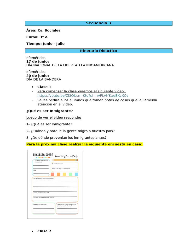 Secuencia Didáctica: Migraciones 3° Grado | PDF