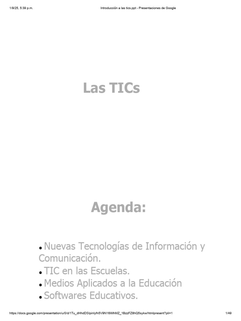 Introducción A Las Tics - PPT - Presentaciones de Google | PDF | Tecnología de información y ...
