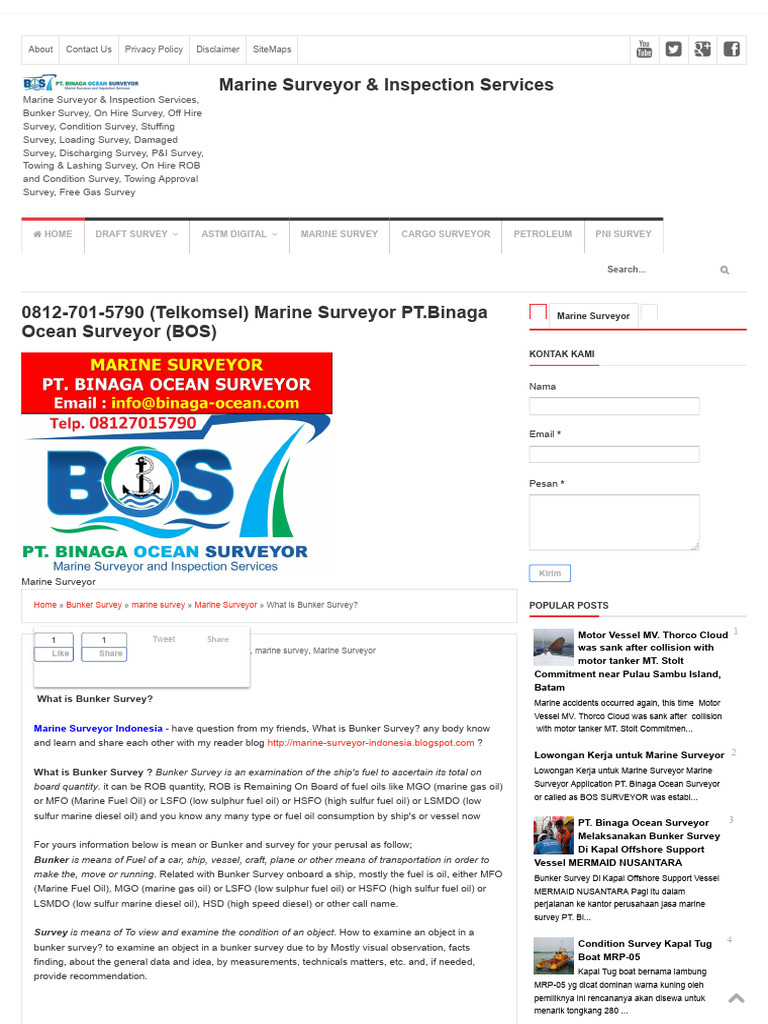 What Is Bunker Survey - PT. Binaga Ocean Surveyor (BOS) | PDF | Fuel ...